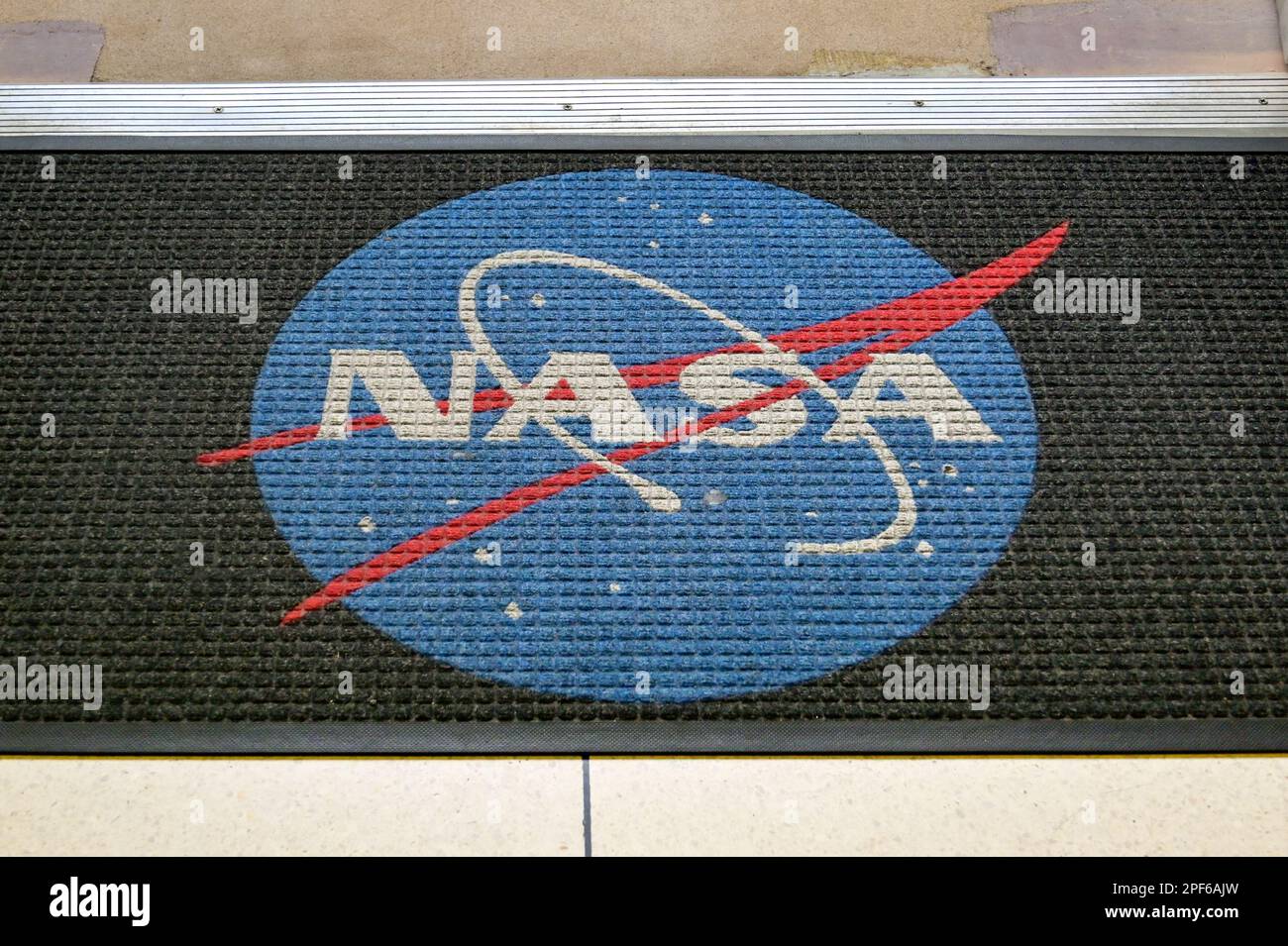 Houston, Texas, USA - February 2023: Door mat with NASA logo at one of ...
