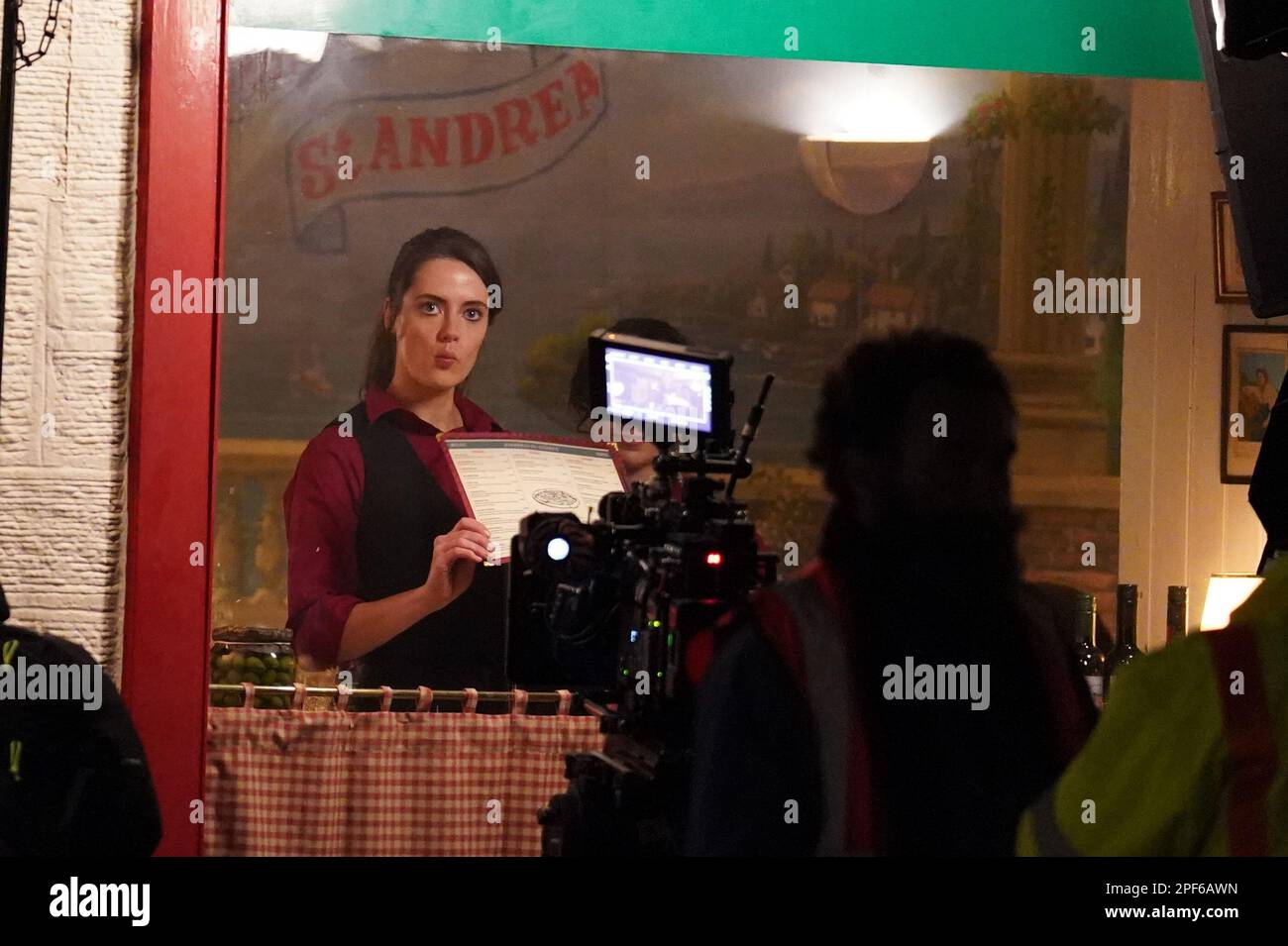 Actress Meg Bellamy, who plays Kate Middleton filming scenes for the ...