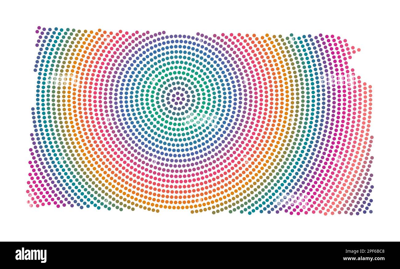 Kansas dotted map. Digital style shape of Kansas. Tech icon of the US ...