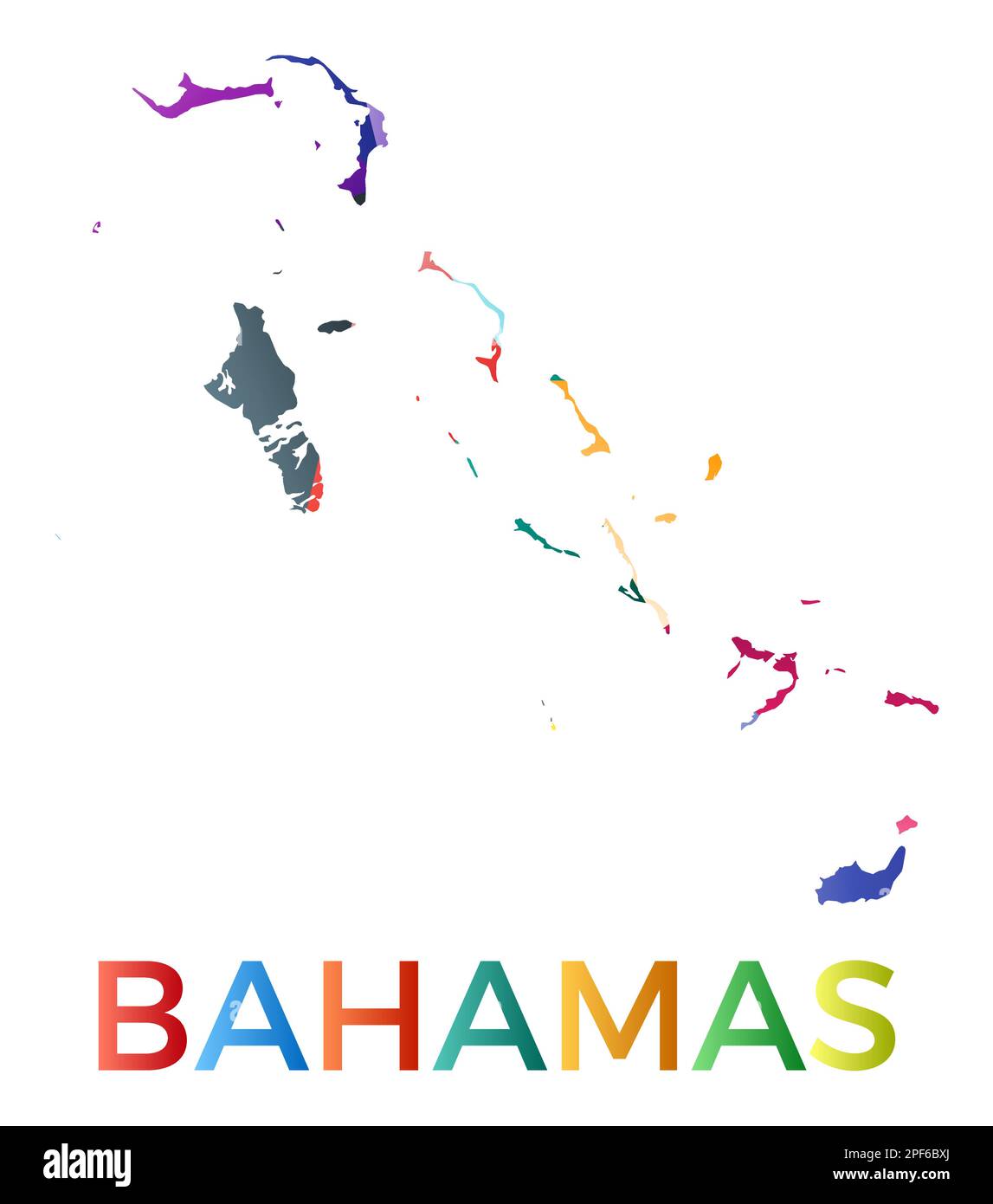 Bright colored Bahamas shape. Multicolor geometric style country logo ...