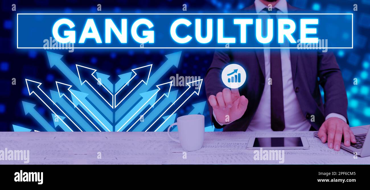 Sign displaying Gang Culture. Business concept particular organization of criminals or group of ...