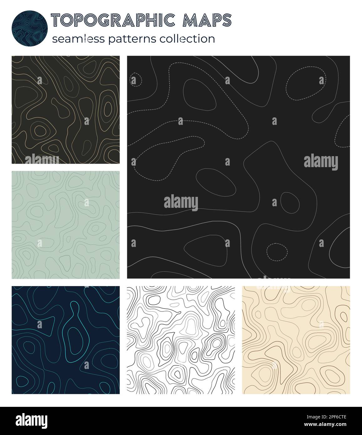 Topographic maps. Beautiful isoline patterns, seamless design ...