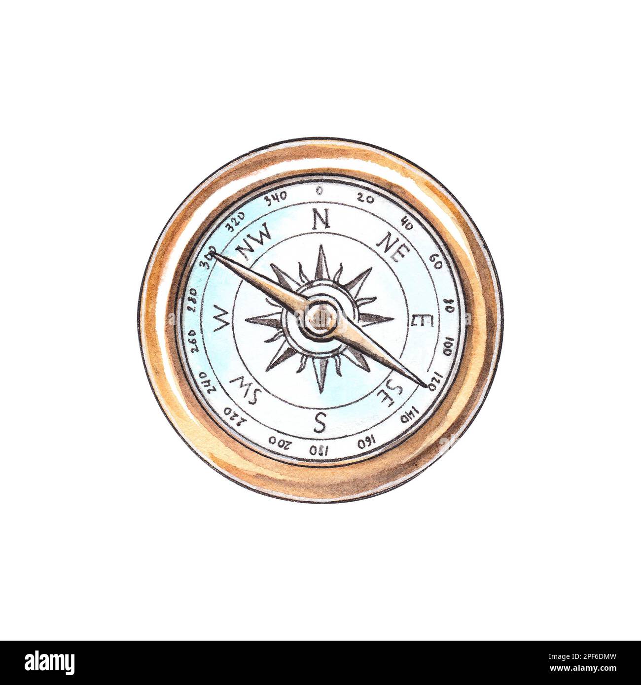 Compass isolated on white background. Watercolor hand drawn ...