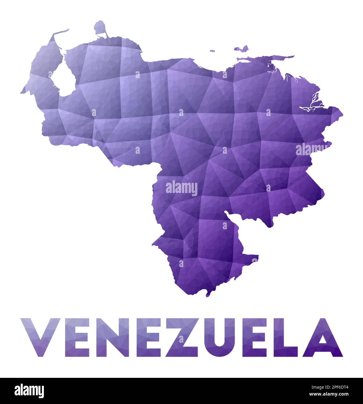 Map of Venezuela. Low poly illustration of the country. Purple ...