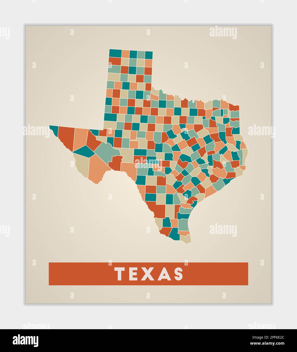 Texas poster. Map of the US state with colorful regions. Shape of Texas ...