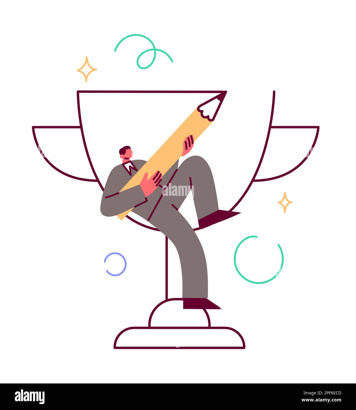 Business man imagines success and victory by drawing a cup Stock Vector ...