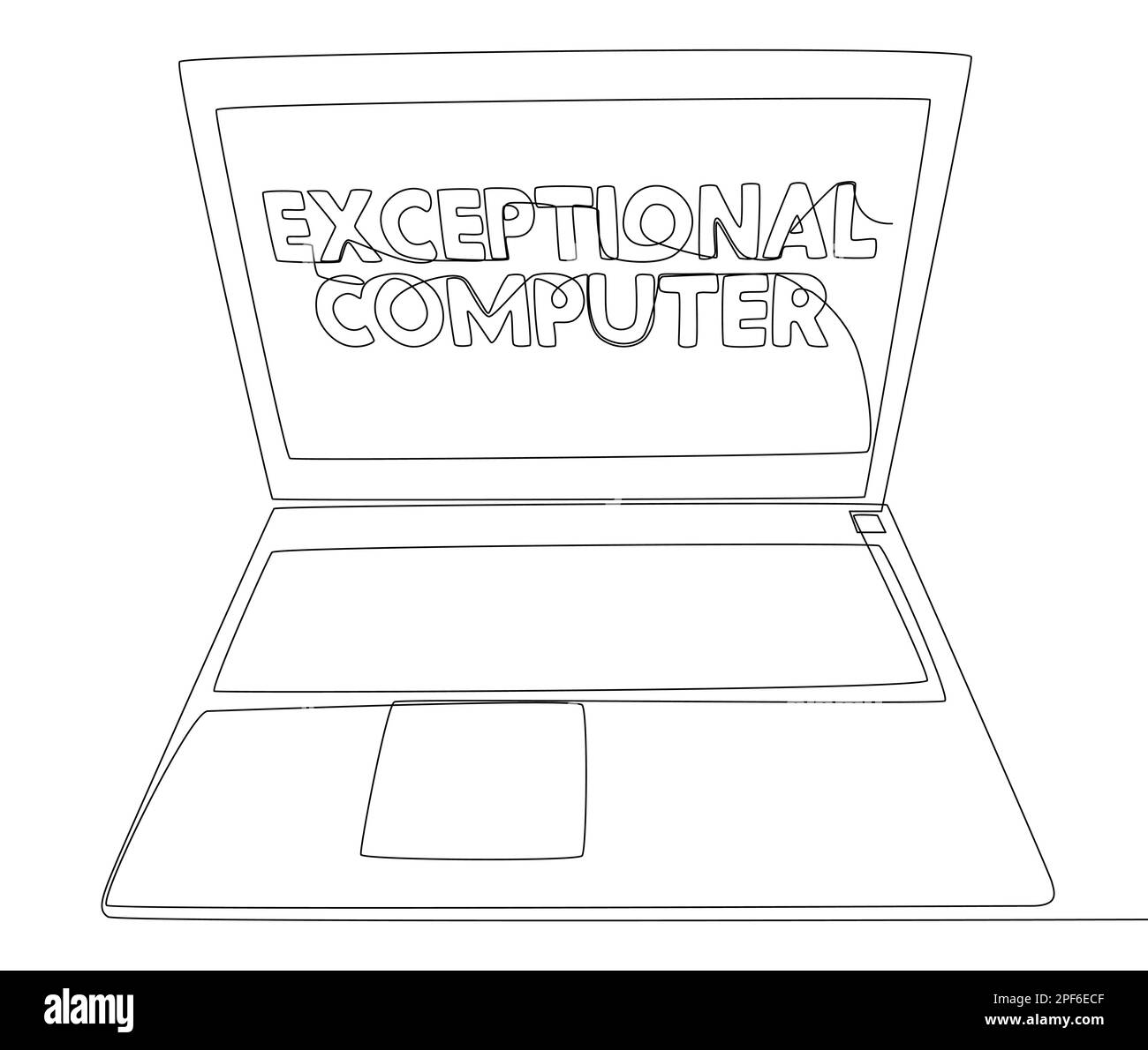 One Continuous Line Of Laptop With Exceptional Computer Word Thin Line