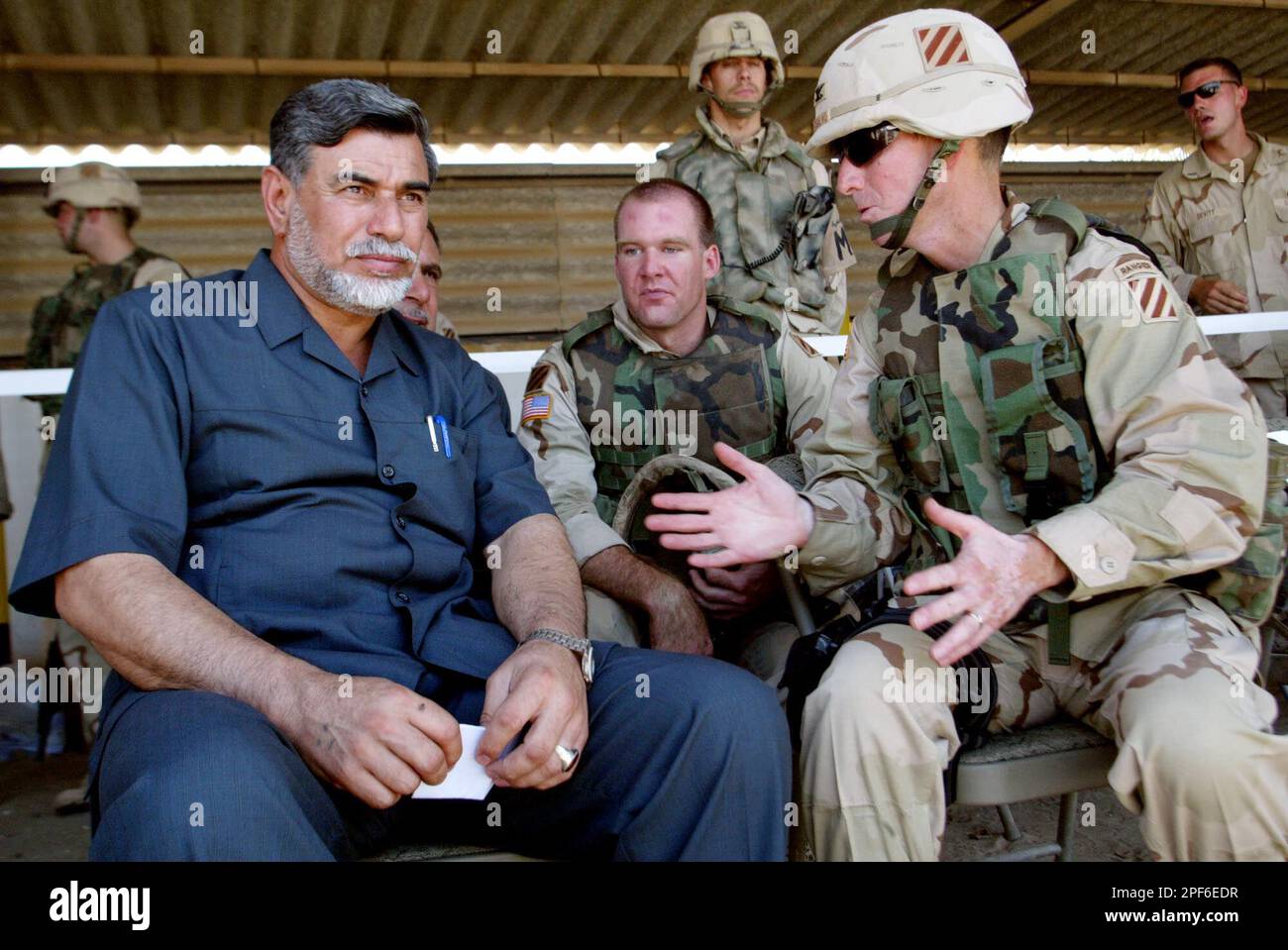 U.S. Army 3rd ID 2nd Brigade Commander Col. Joseph Desalvo speaks to ...