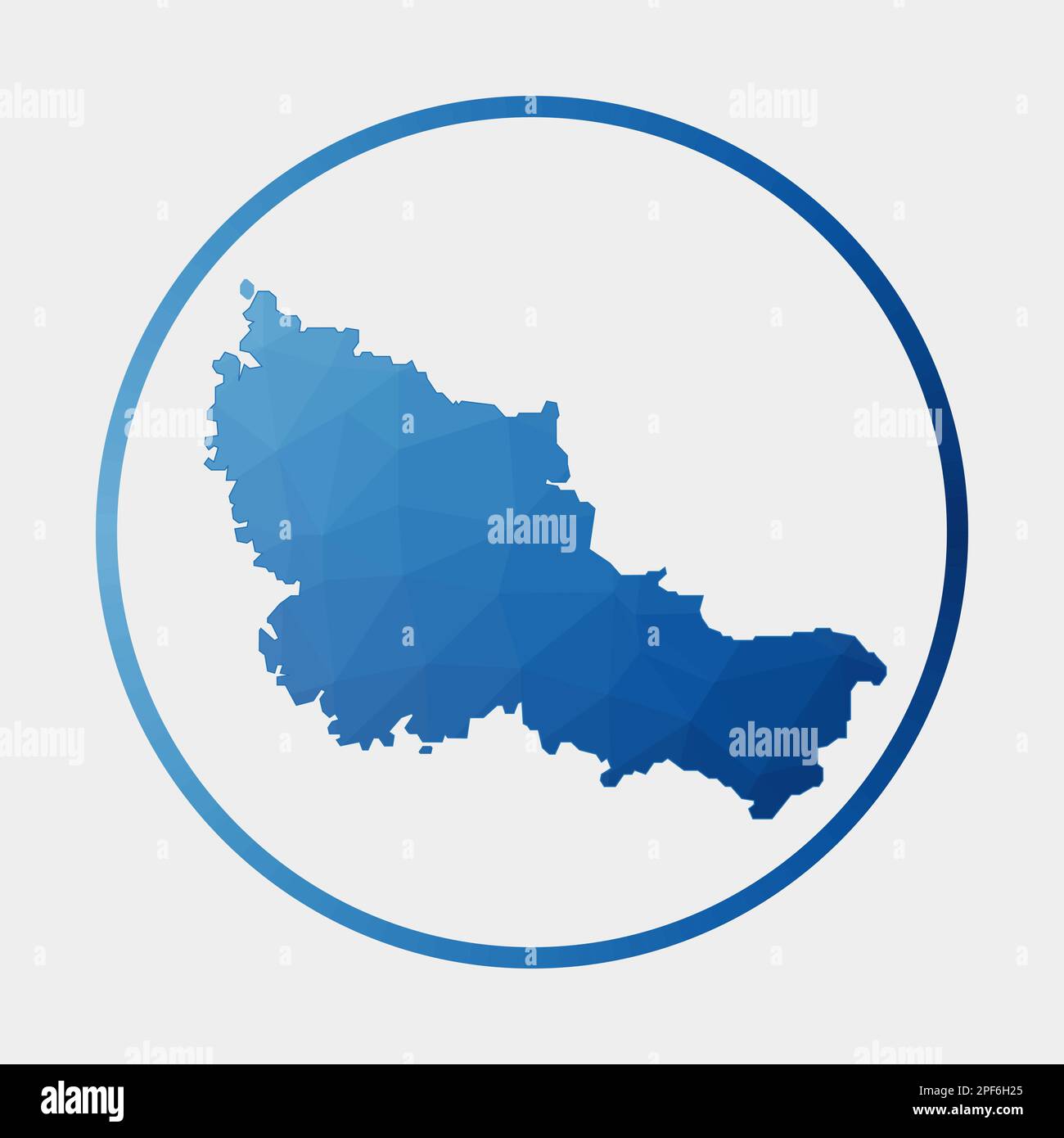 Belle Ile icon. Polygonal map of the island in gradient ring. Round low ...