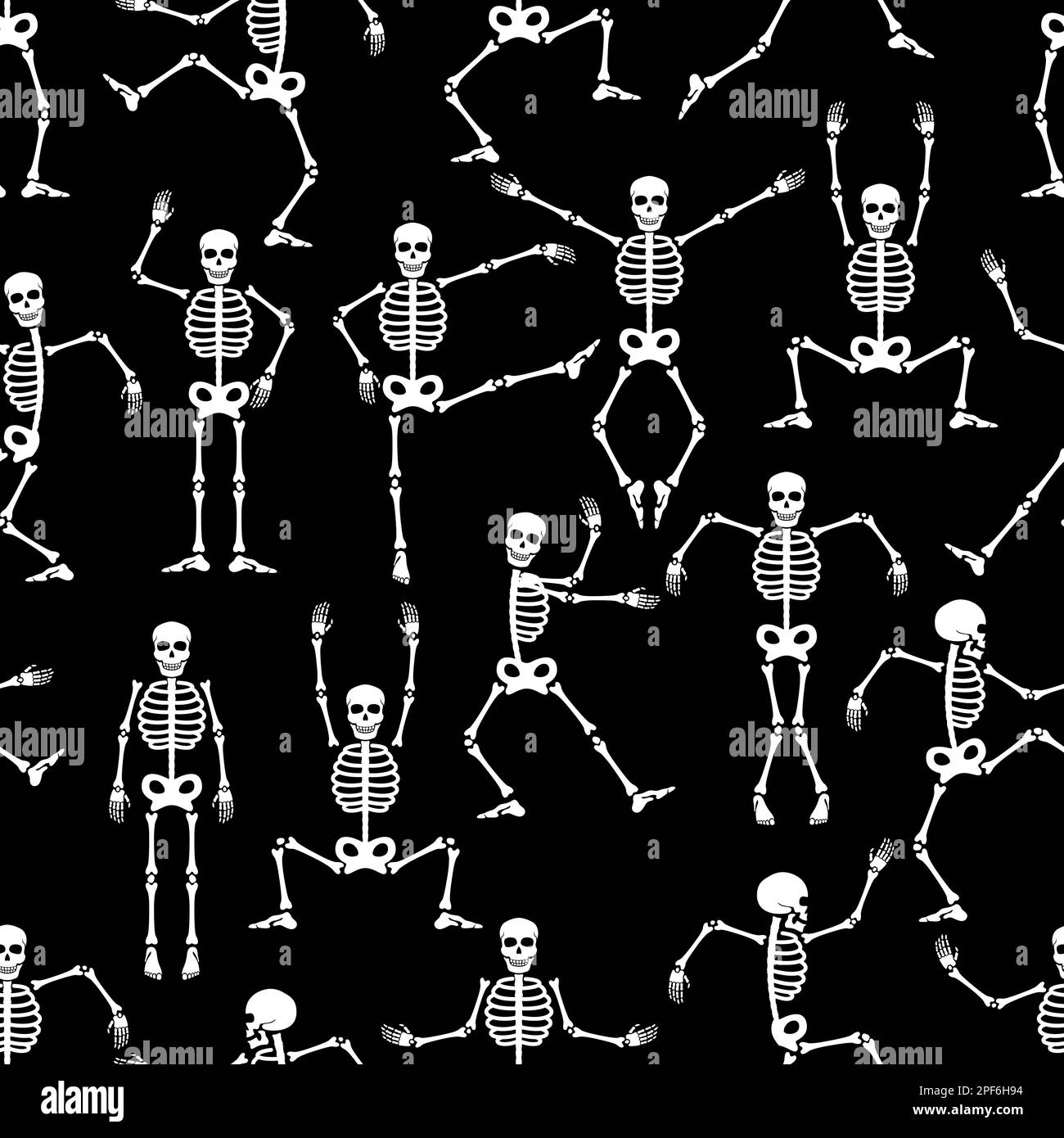 Skeleton dance seamless pattern. Halloween party or Day of the dead ...