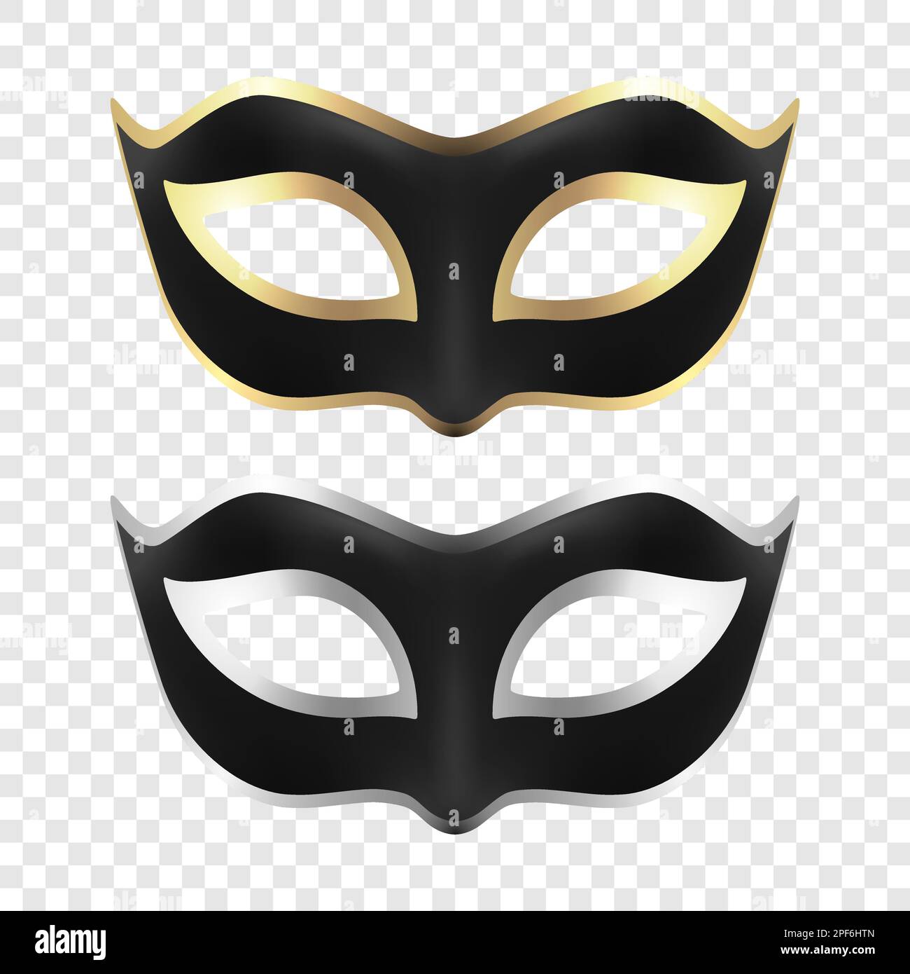 Vector 3d Realistic Black and Silver, Golden Carnival Face Mask Icon ...