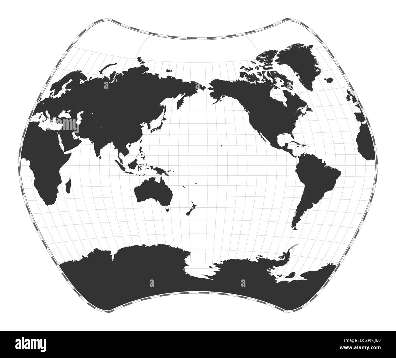 Vector world map. Larrivee projection. Plain world geographical map ...