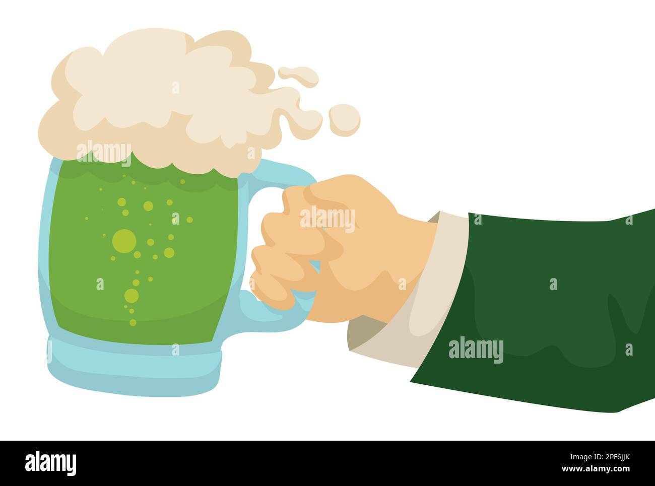 Festive toasting scene with sleeve and hand holding a mug served with ...