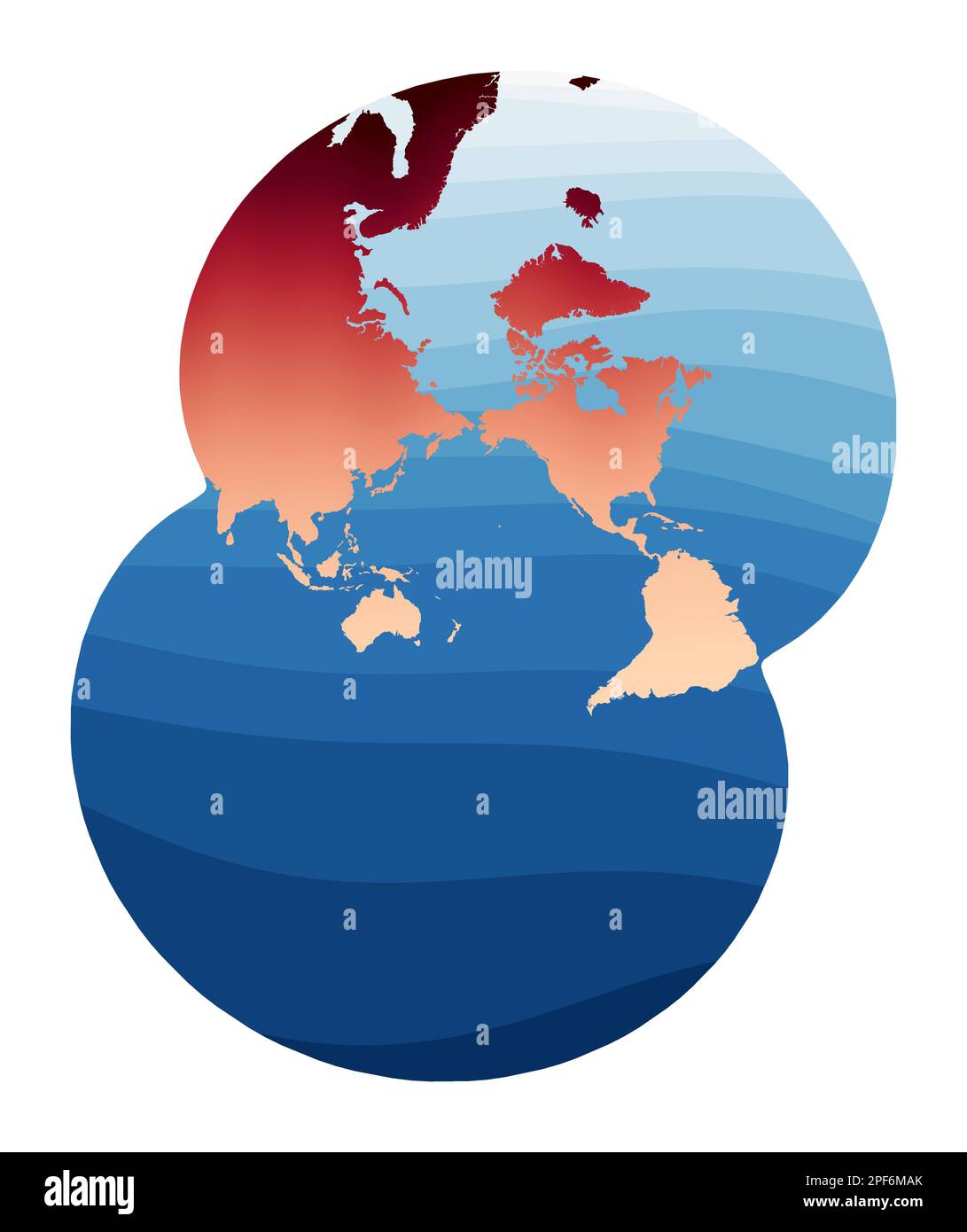 World Map Vector. Modified stereographic projection for the Pacific ...