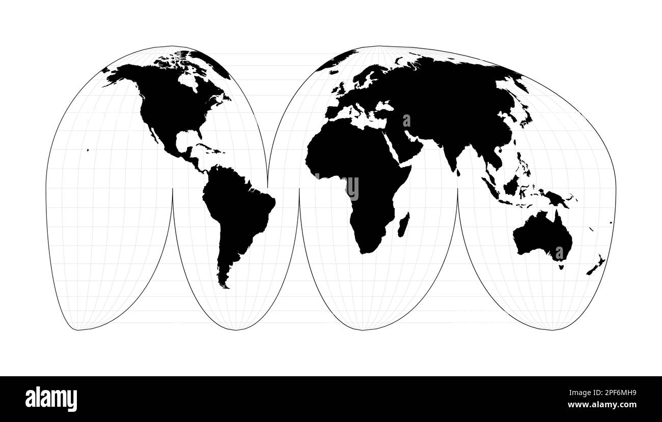 Mollweide world map Black and White Stock Photos & Images - Alamy