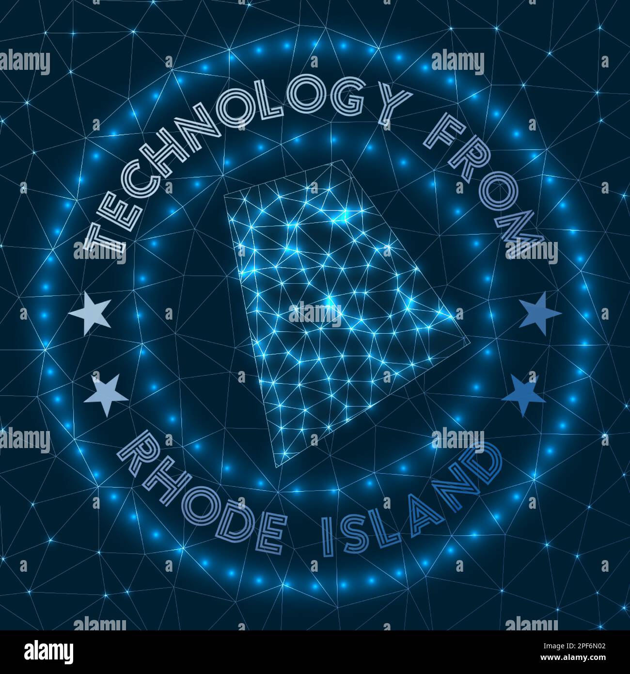 Technology From Rhode Island. Futuristic geometric badge of the US ...