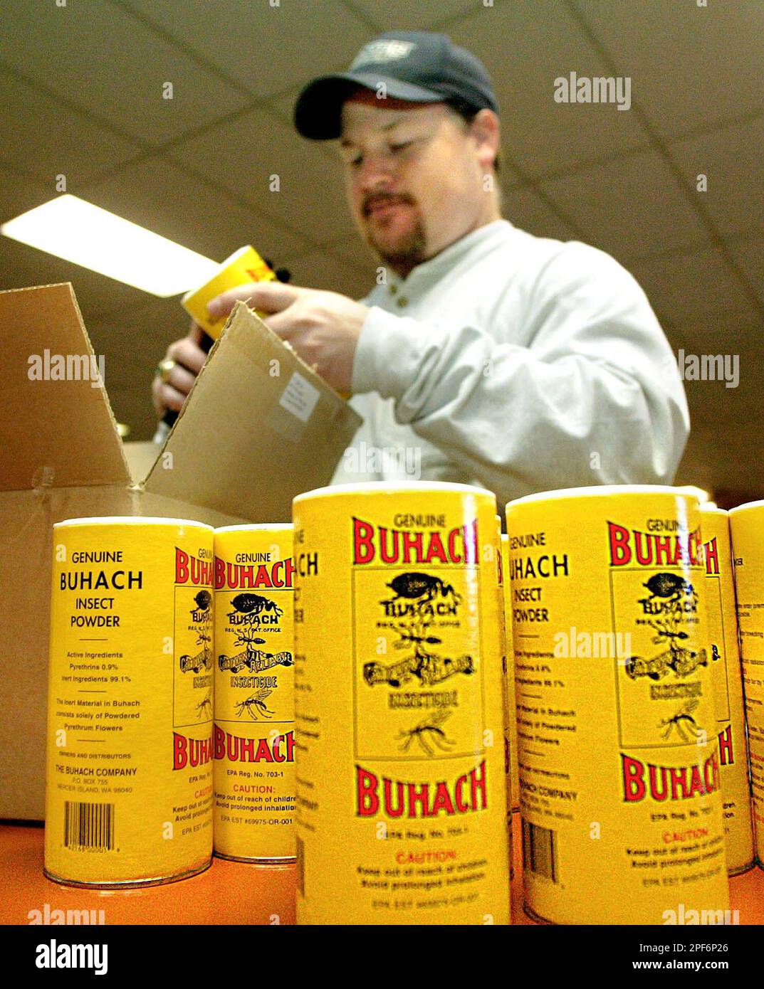 Robert Smith marks a shipment of Buhach at Mountain View Spots Center ...