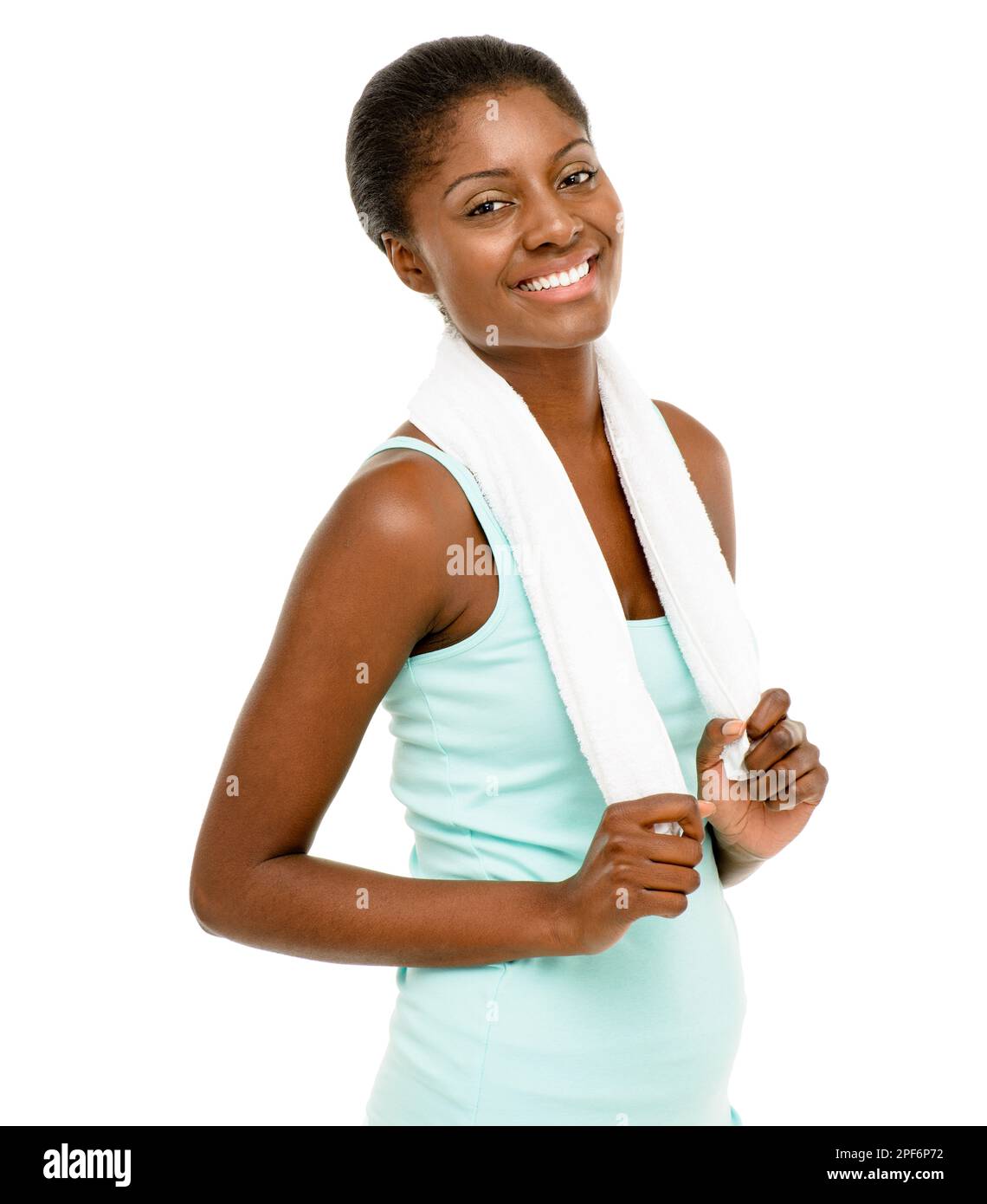 Ready to get sweaty. Studio shot of a fit young woman standing against ...