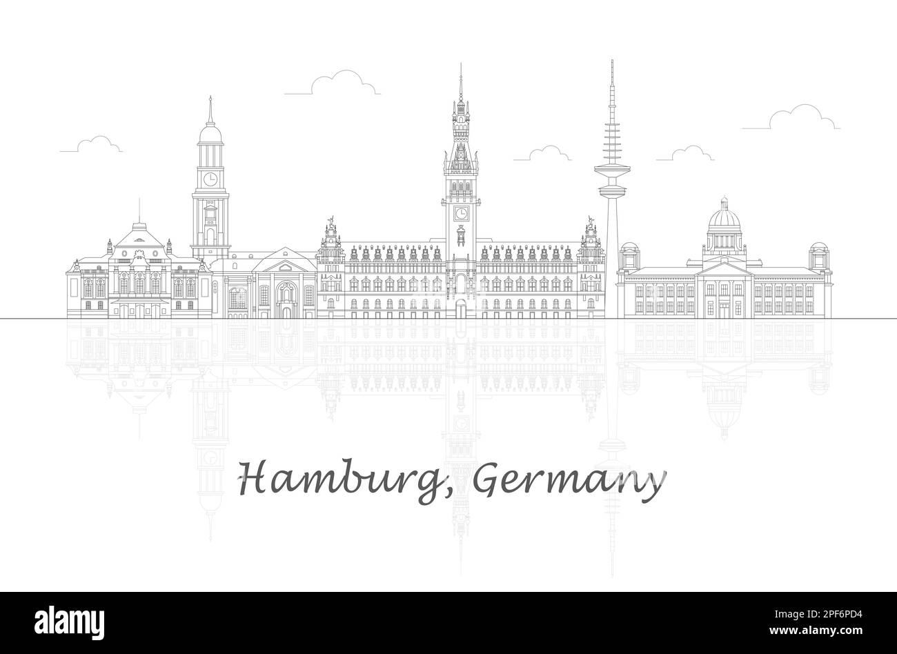 Outline Skyline panorama of city of Hamburg, Germany - vector illustration Stock Vector Image ...