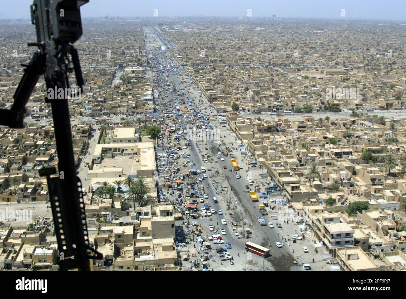 Sadr city, a poor district of Baghdad, as seen from the air on Thursday ...