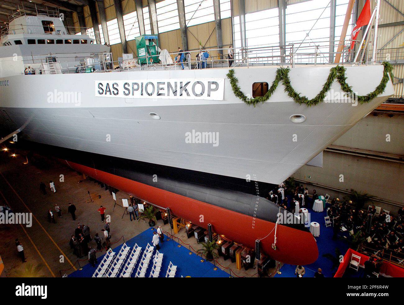 Photo shows the SAS Spioenkop after the christening of the third South ...