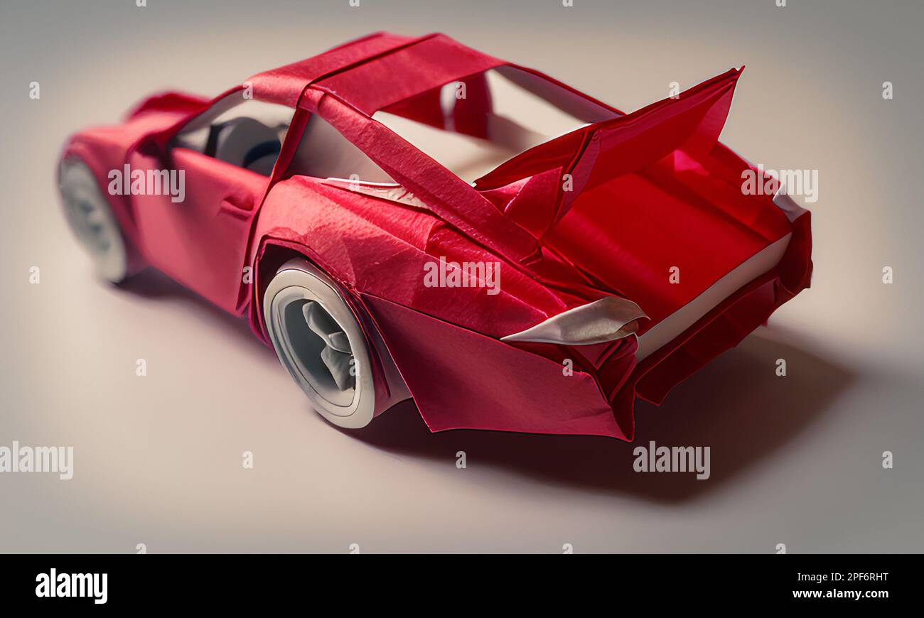 Origami paper model of a red car Stock Photo - Alamy