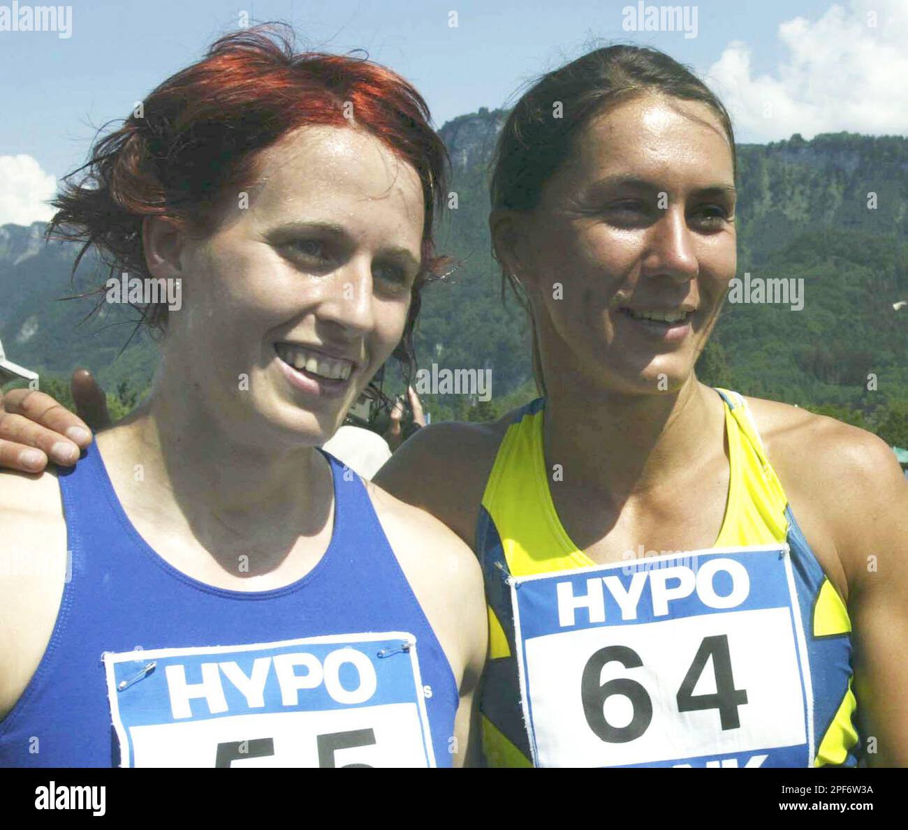 Sonja Kesselschlaeger and Sabine Krieger, both from Germany, from left ...