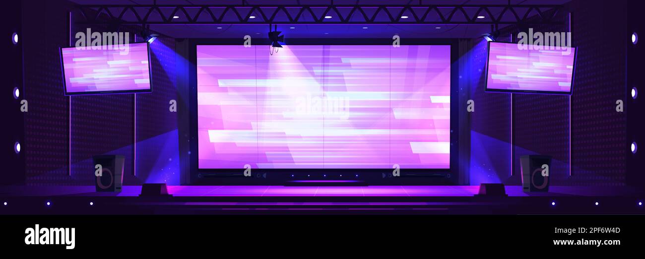 Tv show stage background with led screen panel. Concert studio with led ...