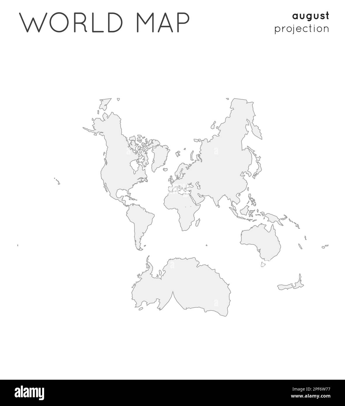 World map. Globe in August projection, plain style. Outline vector ...