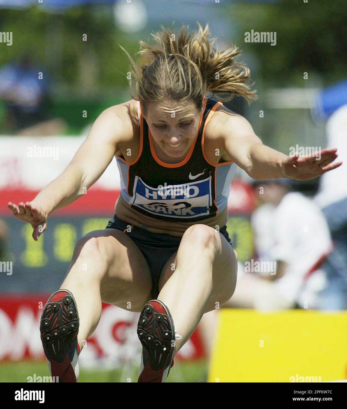 Kelly Sotherthon from Great Britain jumps during the long jump ...