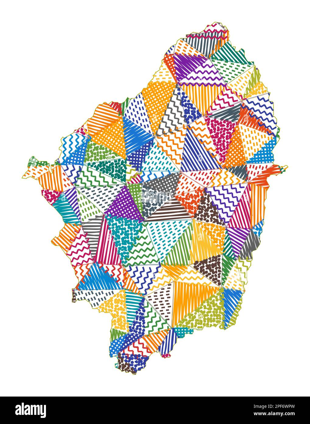 Kid style map of Naxos. Hand drawn polygons in the shape of Naxos ...