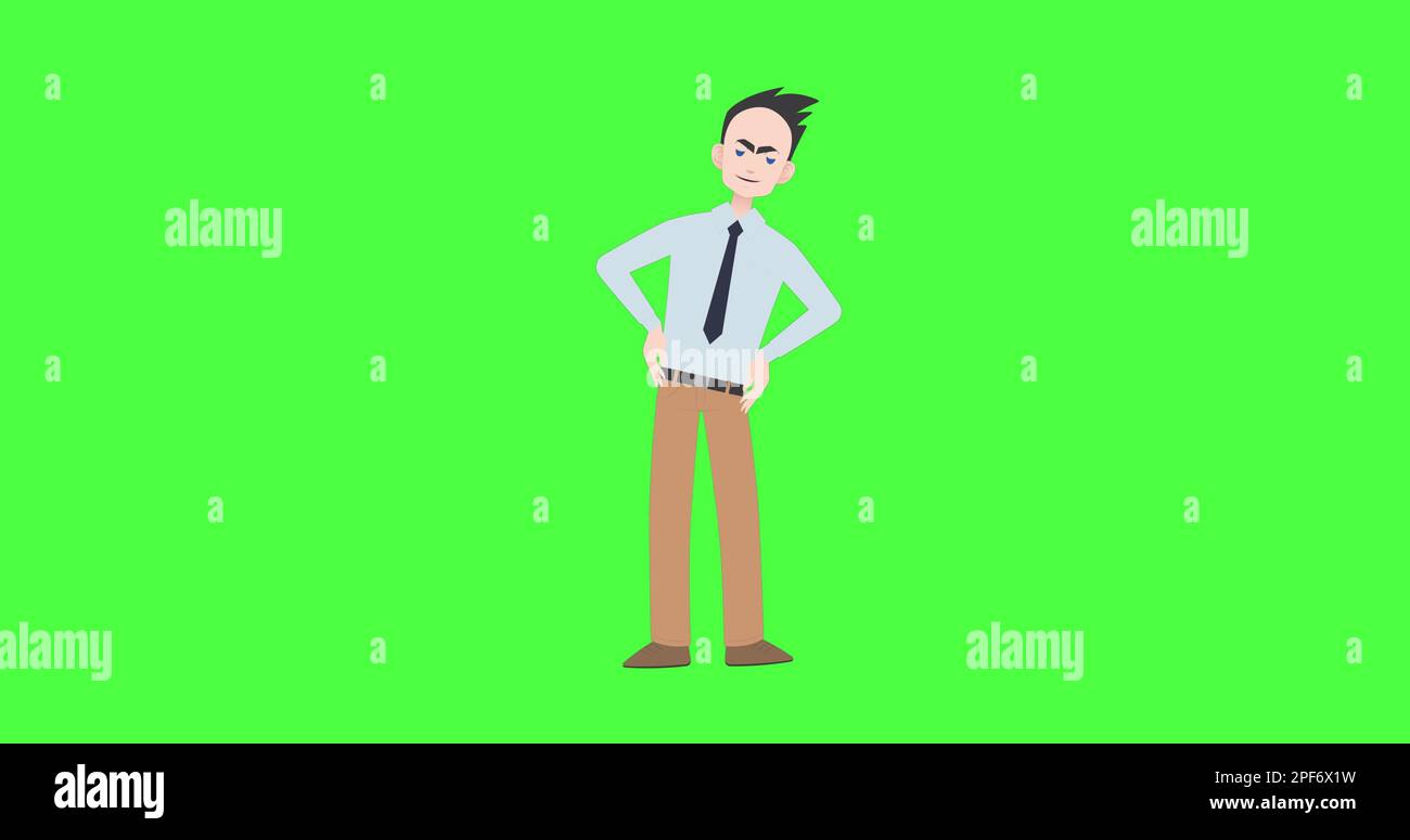 Image of angry businessman icon on green background Stock Photo - Alamy