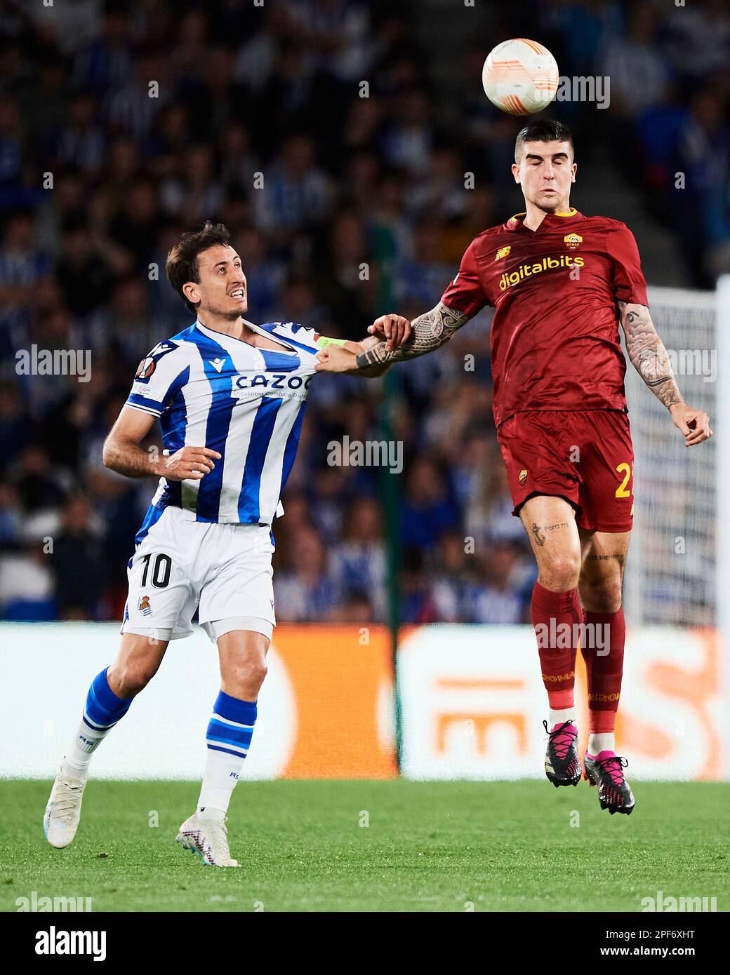 San Sebastian, Spain. 16th Mar, 2023. Gianluca Mancini of AS Roma and ...
