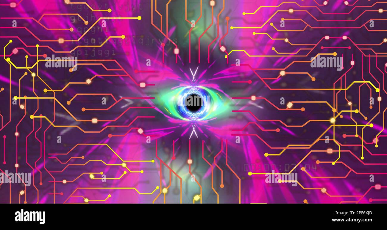 Image of pink shapes over network of connections Stock Photo - Alamy