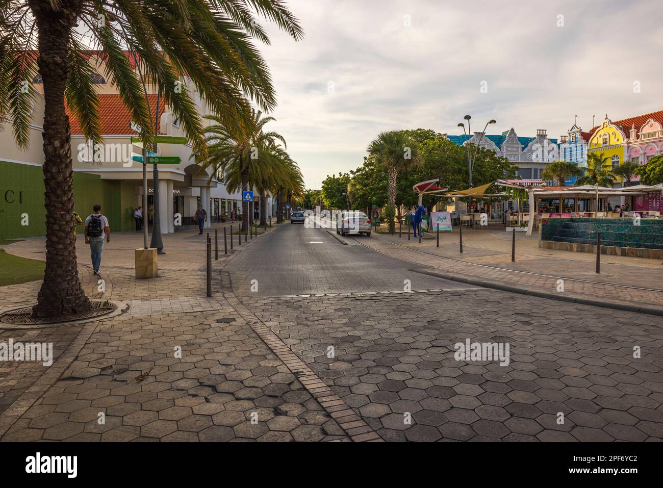 Beautiful Oranjestad cityscape view on early evening time. Aruba ...