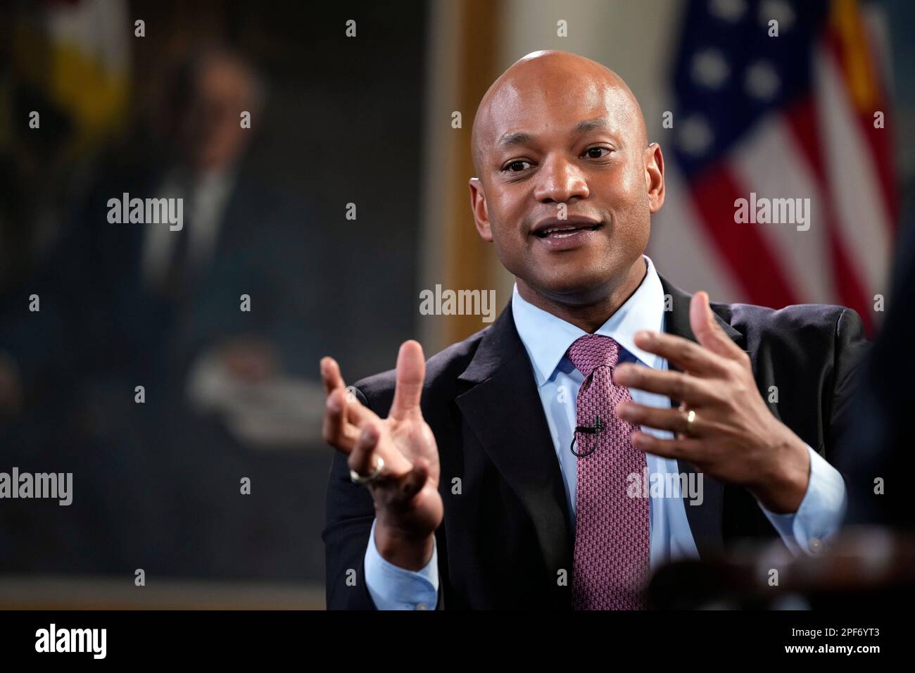 Maryland Gov. Wes Moore speaks during an interview with The Associated ...