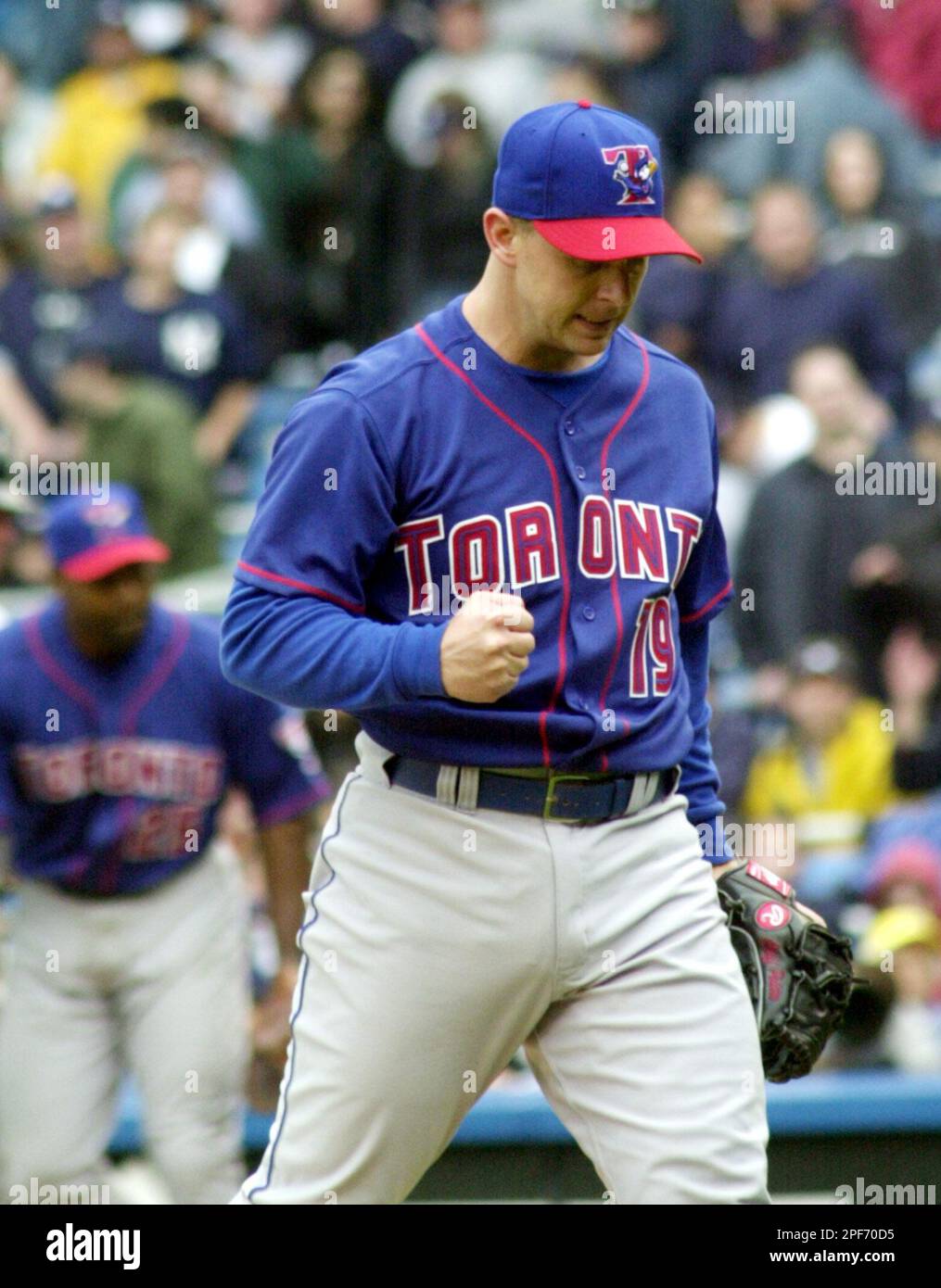 Toronto Blue Jays pitcher Cliff Politte reacts after he got the game ...
