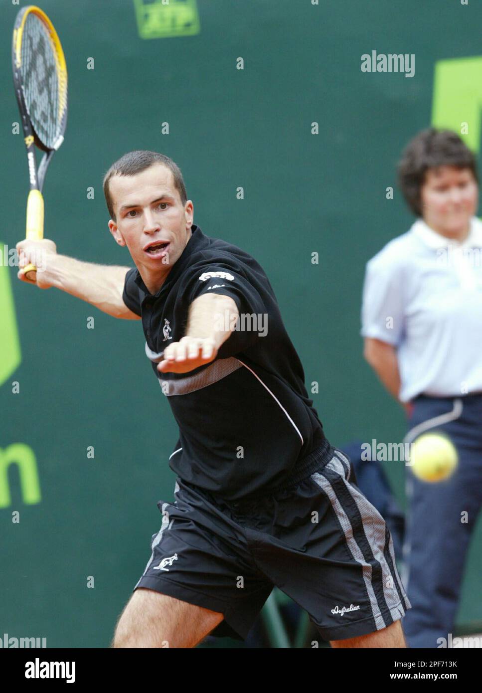 Czech tennis player Radek Stepanek returns the ball to Chile's Marcelos ...