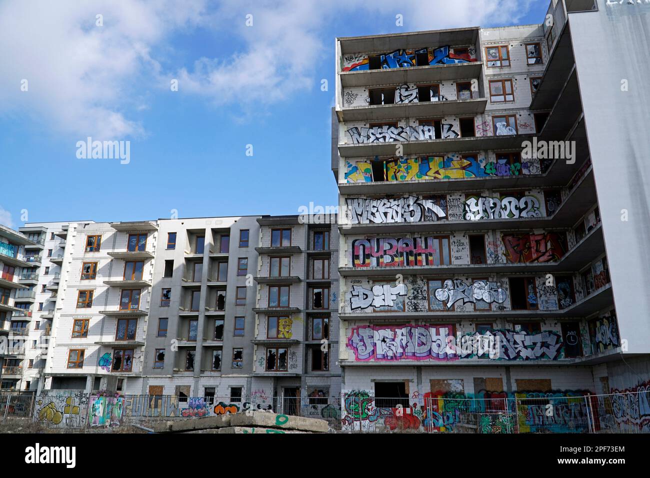 Warsaw, Poland, March 16th 2023 - Unfinished residential building ...