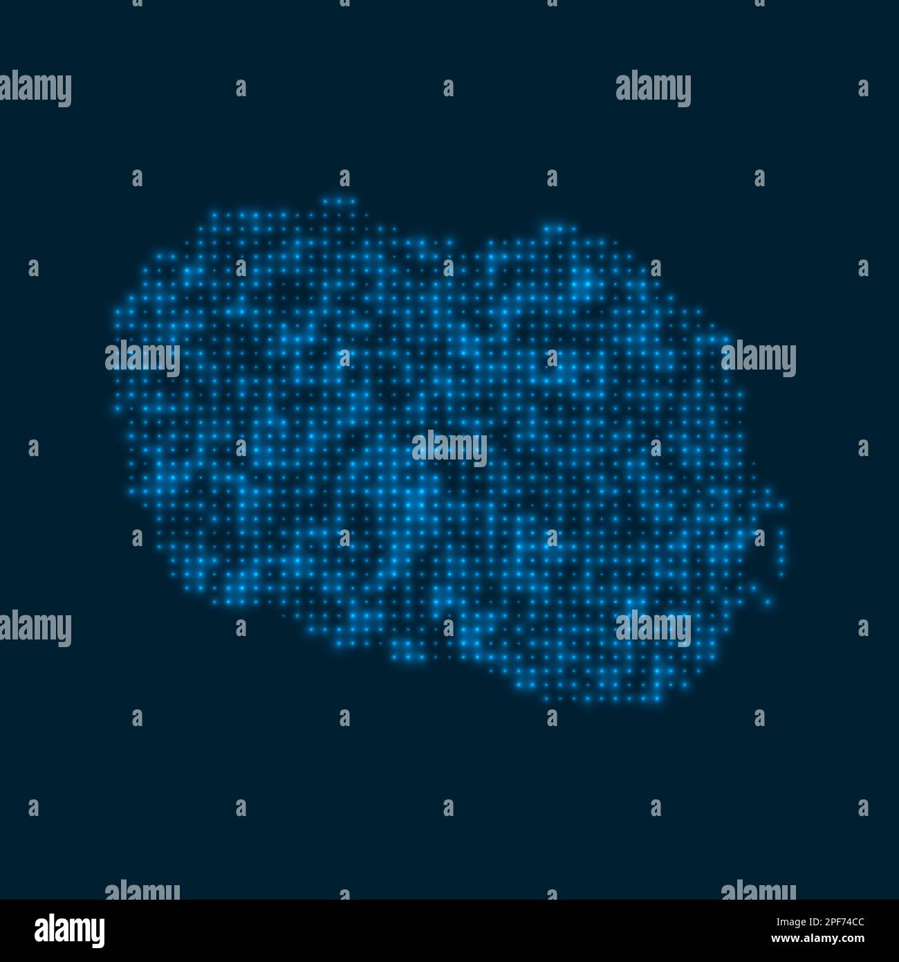 Cook Islands dotted glowing map. Shape of the island with blue bright ...