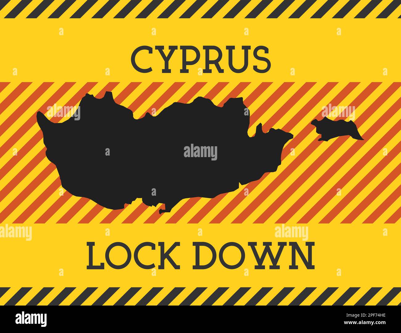 Cyprus Lock Down Sign. Yellow country pandemic danger icon. Vector ...