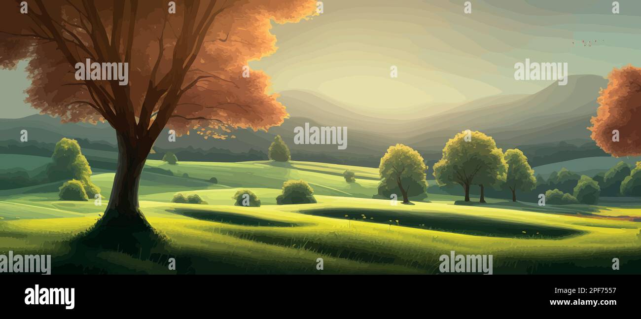 Sunshine in an open field Stock Vector Images - Alamy