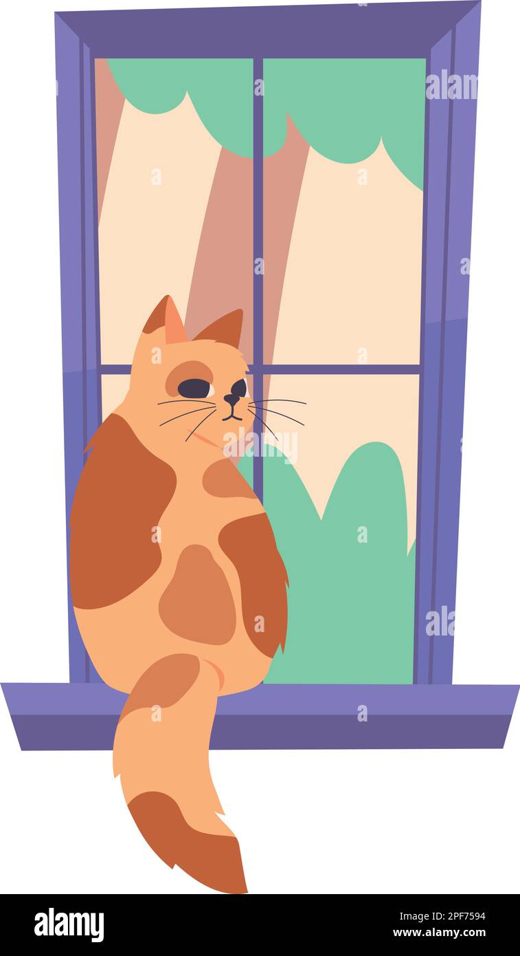 cat on a window Stock Vector Image & Art - Alamy