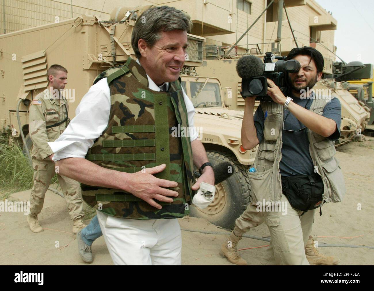 L. Paul Bremer, the U.S. civil administrator in Iraq, wearing a flack ...