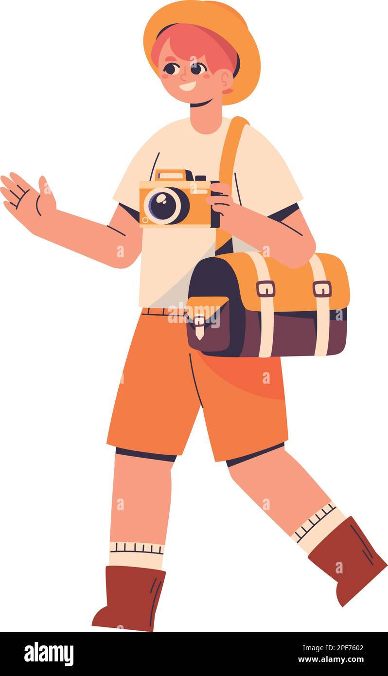 tourist with bag and camera Stock Vector Image & Art - Alamy