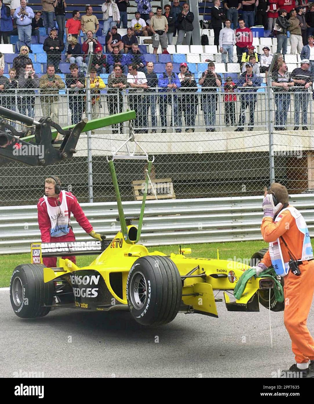 The Jordan Cosworth racing car of Ralph Firman from Ireland is being ...