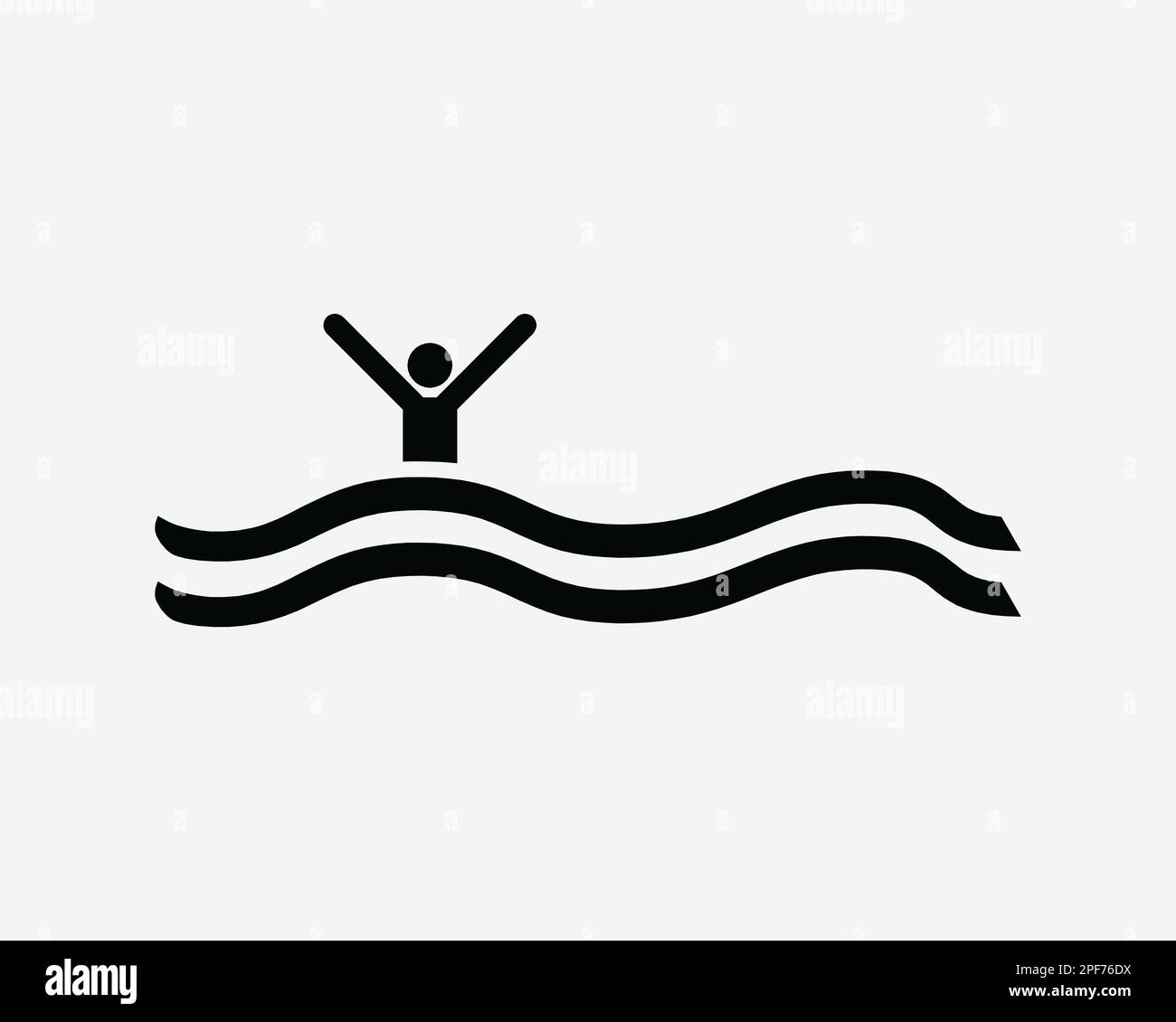 Person Drowning Icon Drown Calling for Help Rescue Water Sea Vector ...