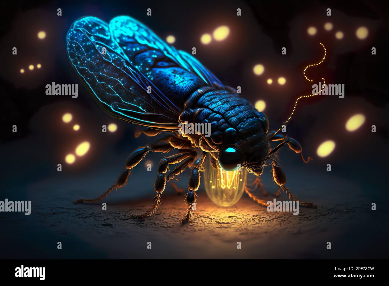 An AI generated illustration of ai generated image of an glowing bug ...