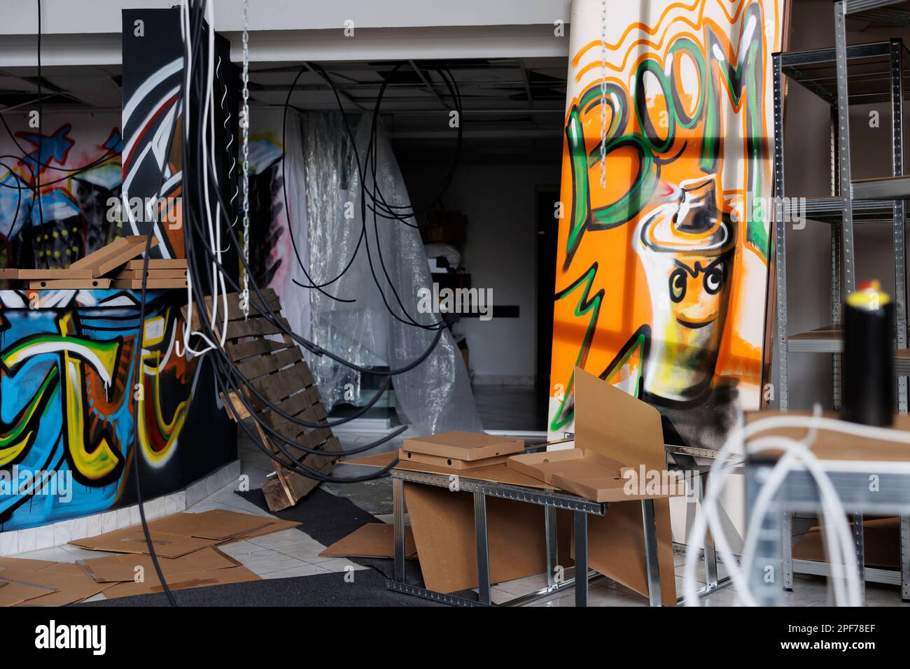 Rusty structure of abandoned warehouse in state of disintegration ...