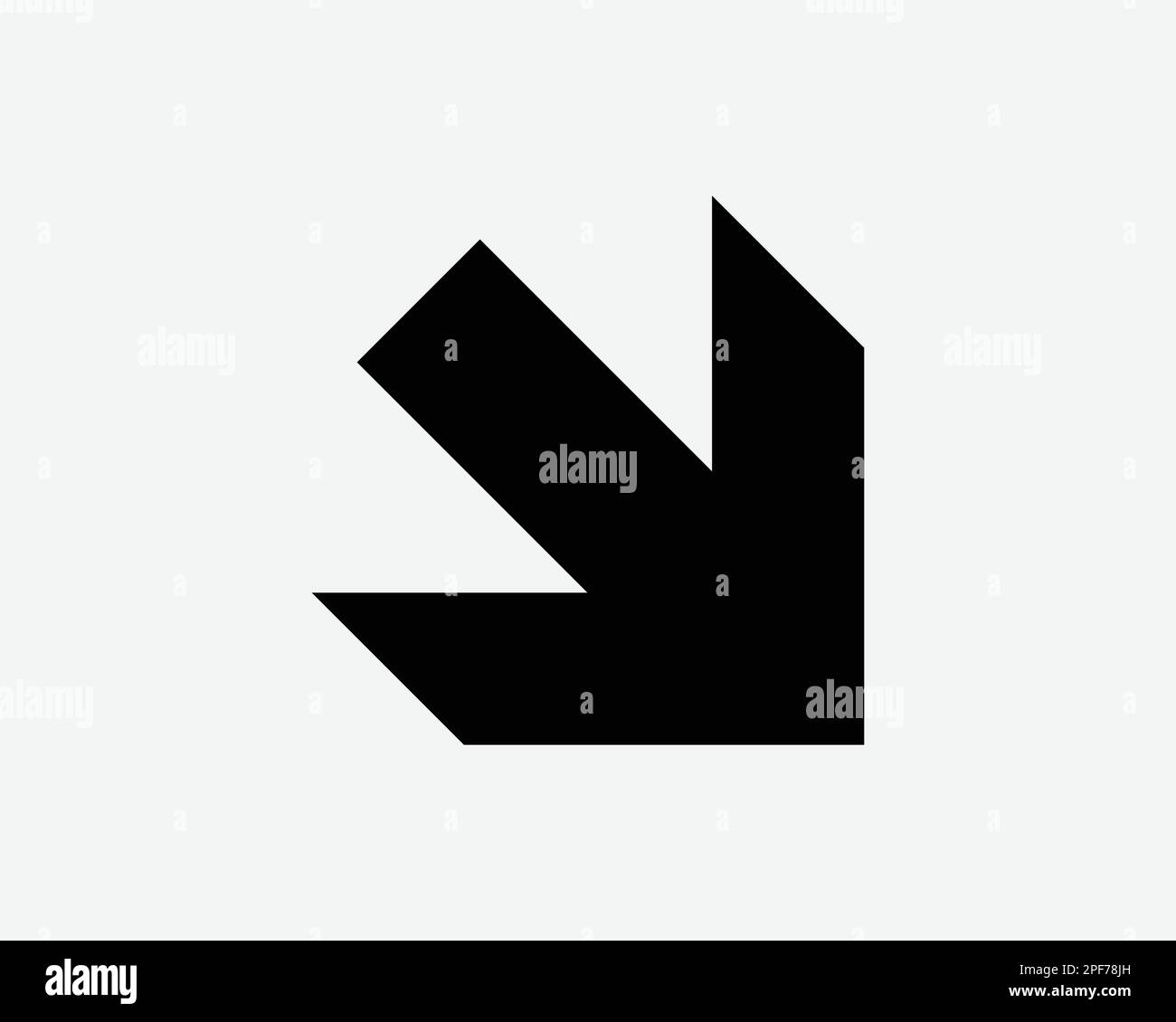 Right Bottom Arrow Pointing Point Direction Downwards Black White ...